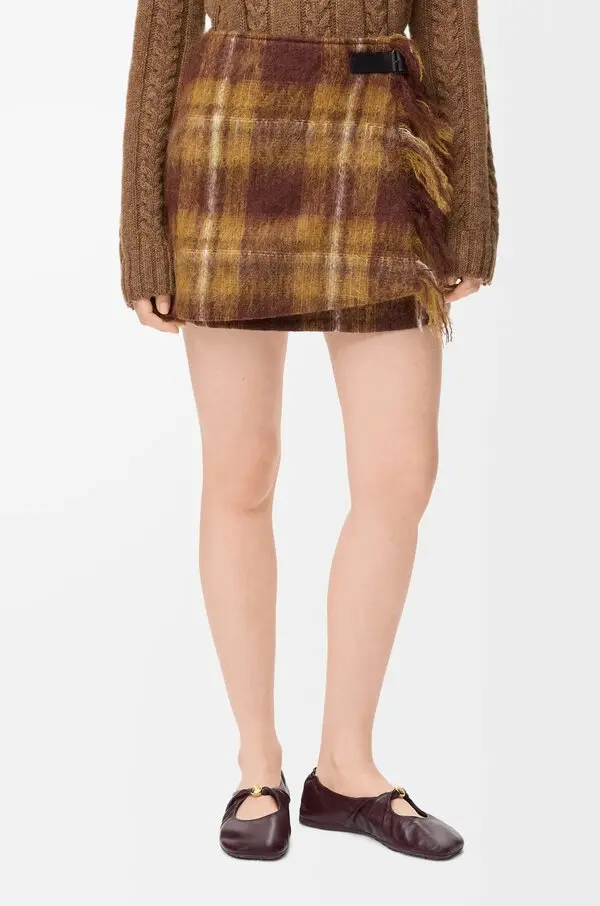 Loewe Plaid Fringed Mini Skirt