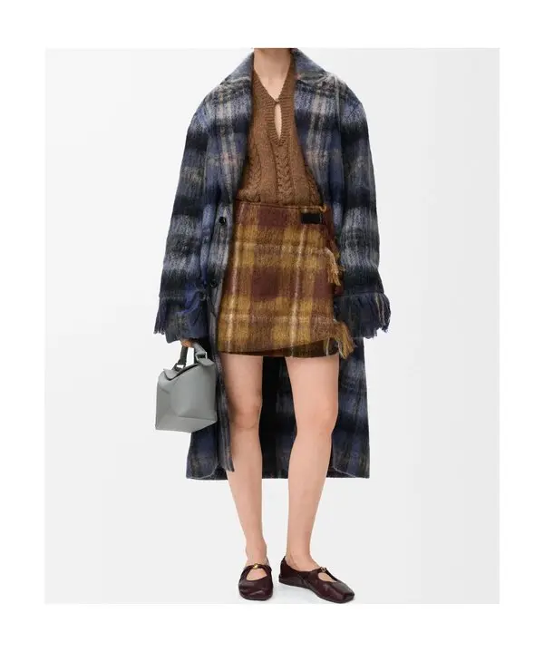 Loewe Plaid Fringed Mini Skirt