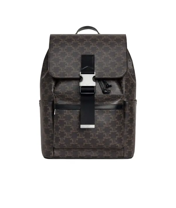 Celine Triomphe Canvas And Calfskin Backpack - Black