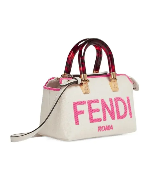 Fendi Mini The Way Boston Bag With Roma Embroidery - White