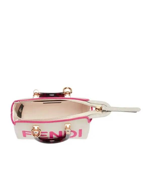 Fendi Mini The Way Boston Bag With Roma Embroidery - White