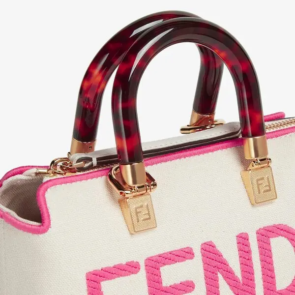 Fendi Mini The Way Boston Bag With Roma Embroidery - White