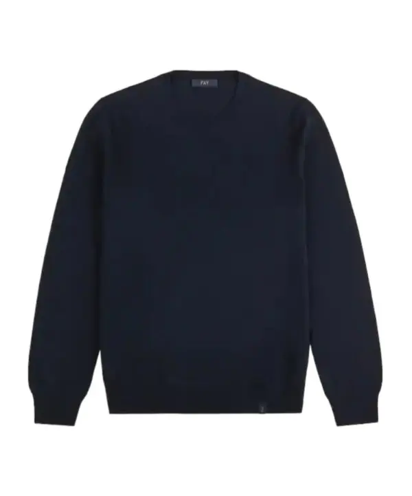 FAY Round Neck Long Sleeve Jumper - Blue