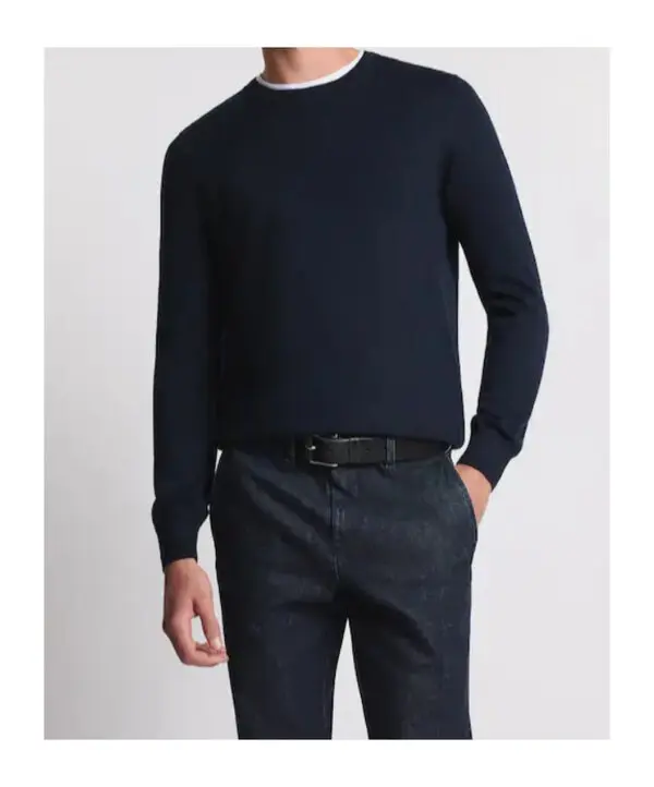 FAY Round Neck Long Sleeve Jumper - Blue