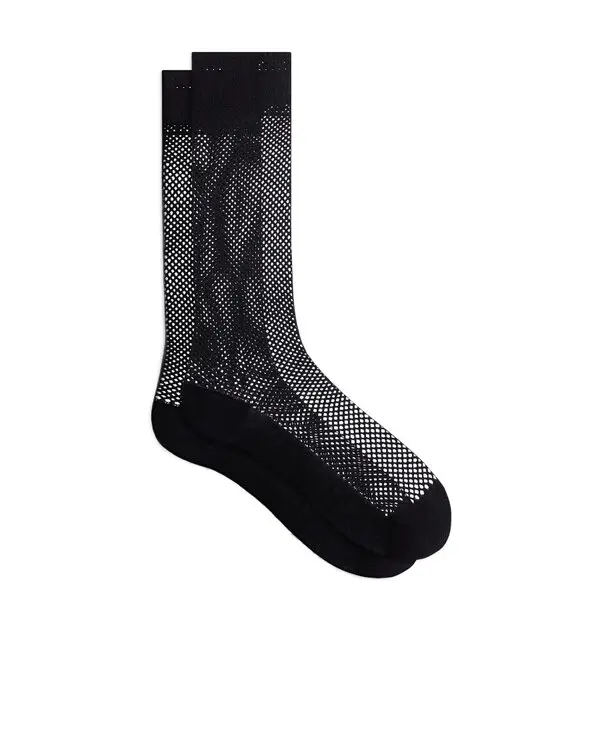 Dior Knee High Technical Cotton Mesh Socks - Black