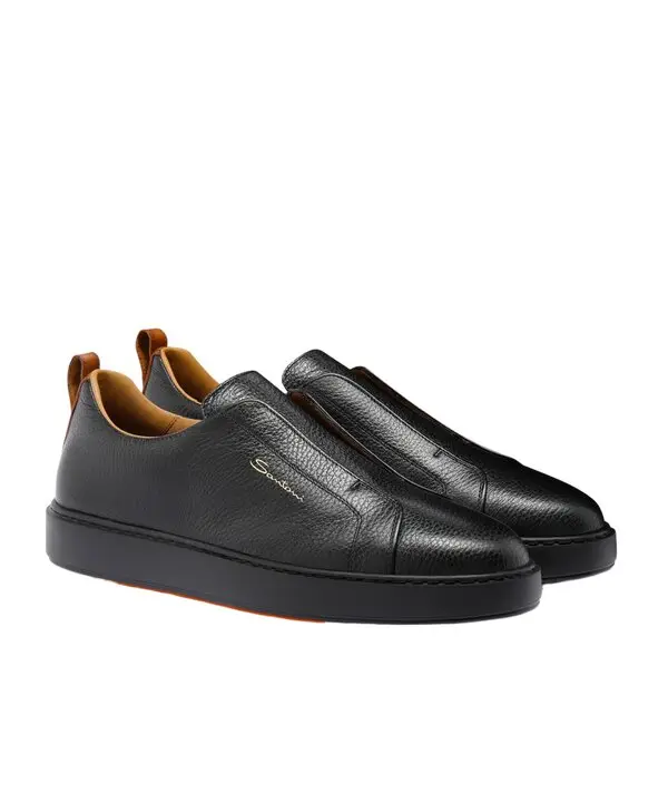 Santoni Logo Printed Slip-on Sneaker - Black