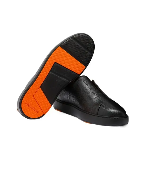 Santoni Logo Printed Slip-on Sneaker - Black