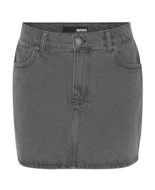 ROTATE BY BIRGER CHRISTENSEN Logo Patch Denim Mini Skirt - Black