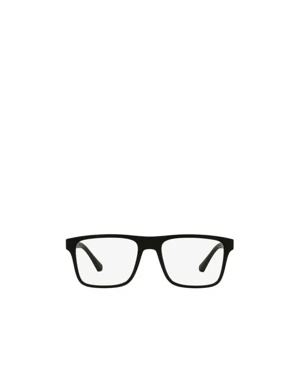 Emporio Armani Square Frame Eyeglasses With Interchangeable Sunglasses Clips - Black