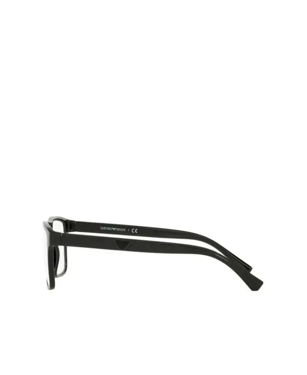 Emporio Armani Square Frame Eyeglasses With Interchangeable Sunglasses Clips - Black