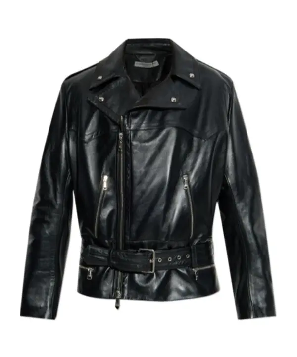 Alessandra Rich Long-sleeved Leather Jacket - Black