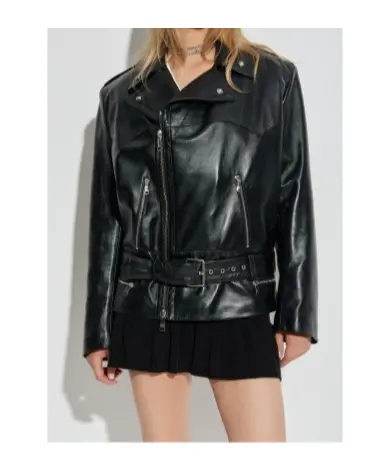 Alessandra Rich Leather Biker Jacket