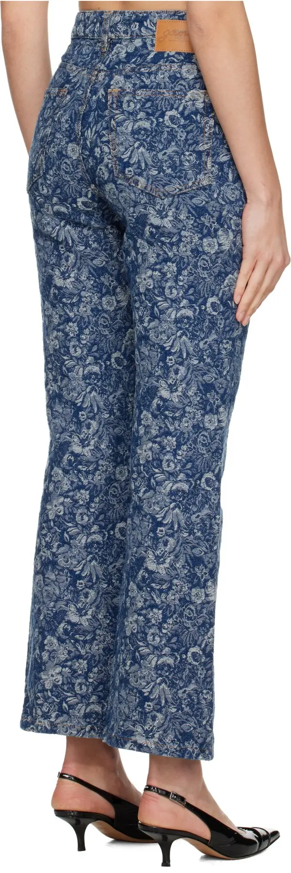 GANNI Logo Patch Flared Jeans - Blue