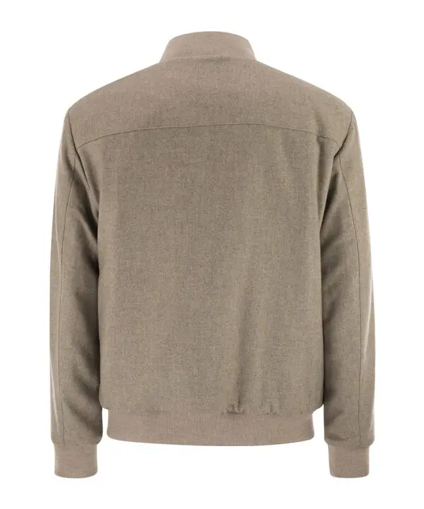 FAY Suede Bomber Jacket With Hook Detail
