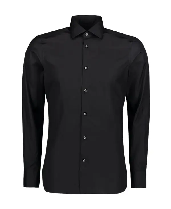 Zegna Lapel Long-sleeved Shirt - Black
