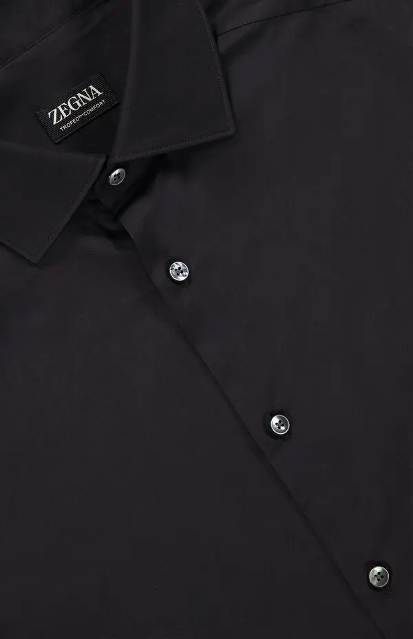 Zegna Lapel Long-sleeved Shirt - Black