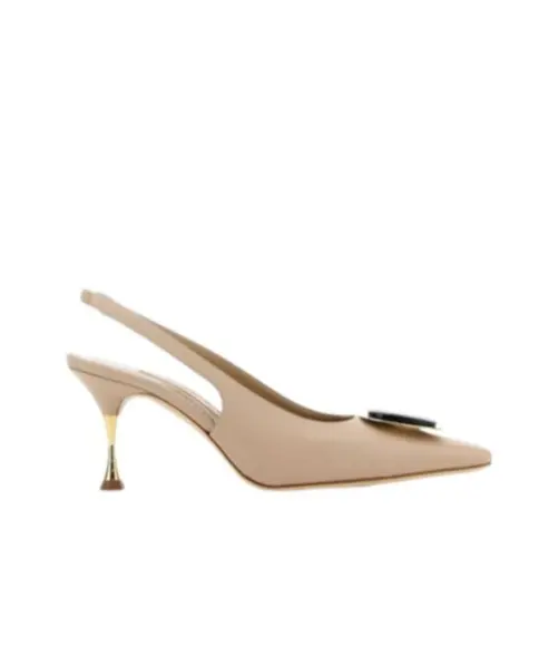 Manolo Blahnik Pointed-toe Slingback Pumps With Elastic Ankle Strap