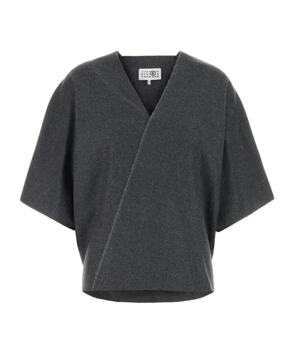 MAISON MARGIELA V-neck Knitted Top - Dark Gray
