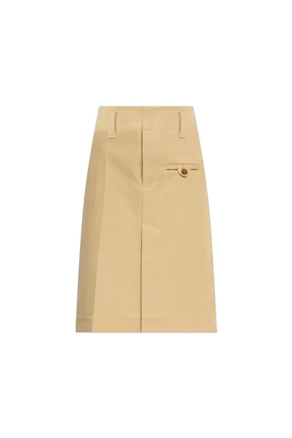 Bottega Veneta Rear Slit Midi Skirt - Pale Oak