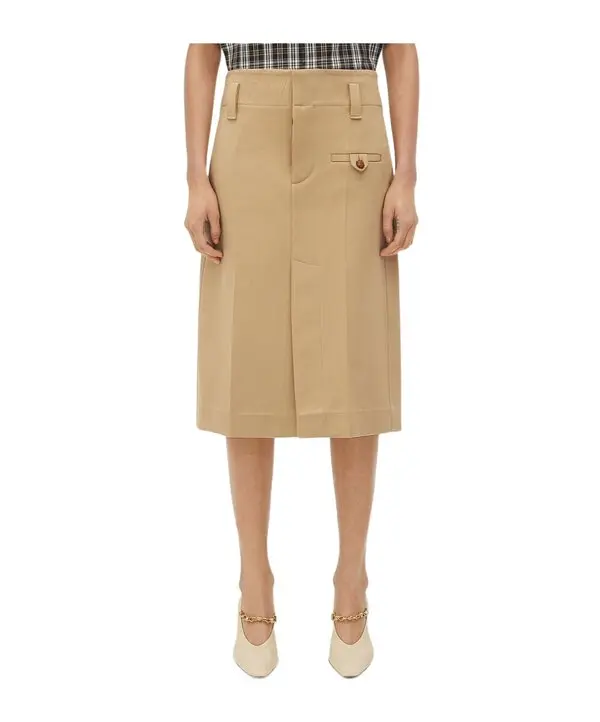 Bottega Veneta Rear Slit Midi Skirt - Pale Oak