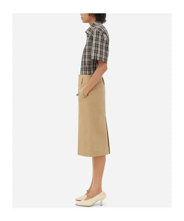 Bottega Veneta Rear Slit Midi Skirt - Pale Oak