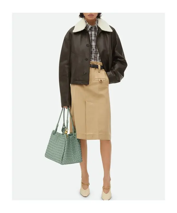 Bottega Veneta Rear Slit Midi Skirt - Pale Oak