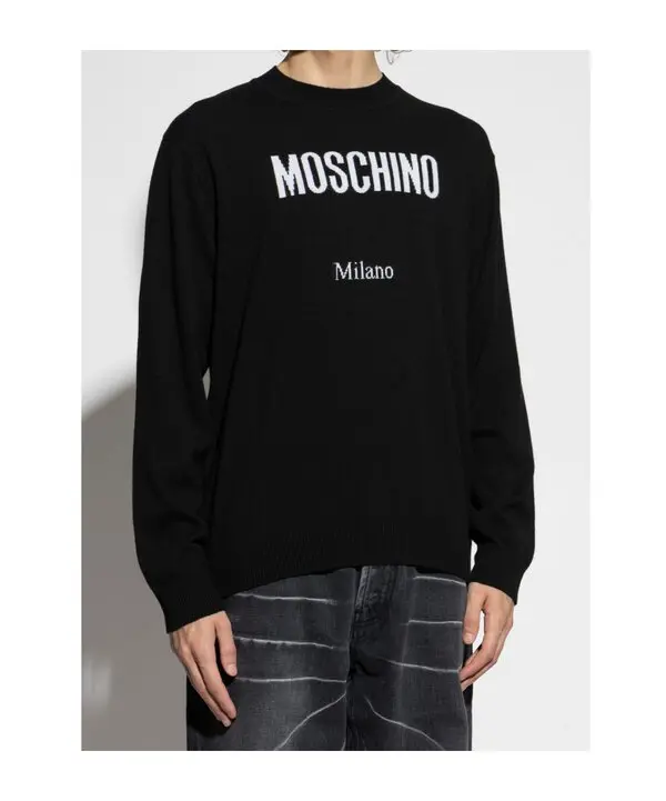 Moschino Printed Crewneck Jumper - Black