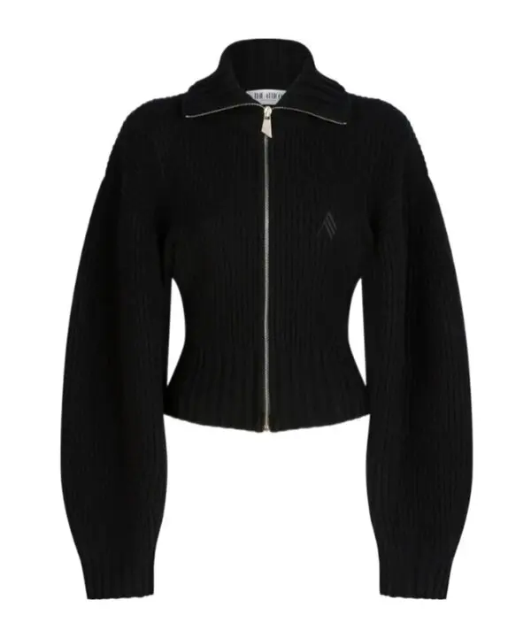 Attico Zip-front Ribbed-knit Cardigan