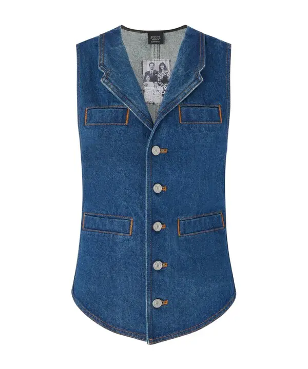 Pinko Galiceno Button-up Denim Waistcoat - Blue