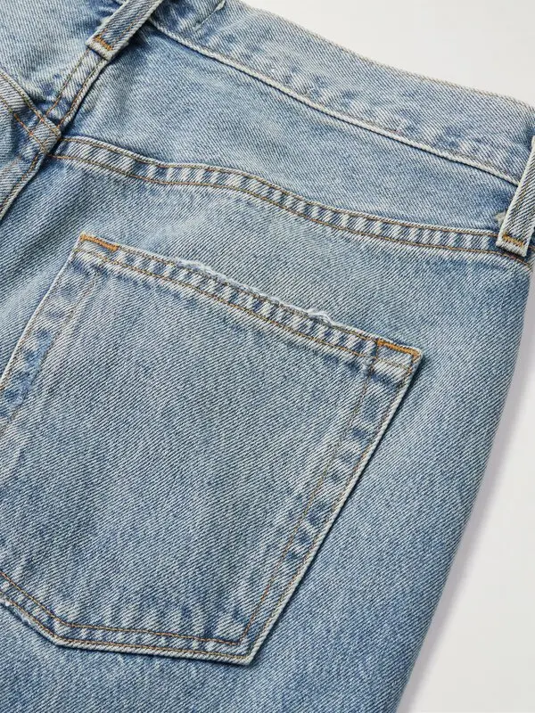 AGOLDE High Waist Straight Leg Jeans With Knee Slits - Gray