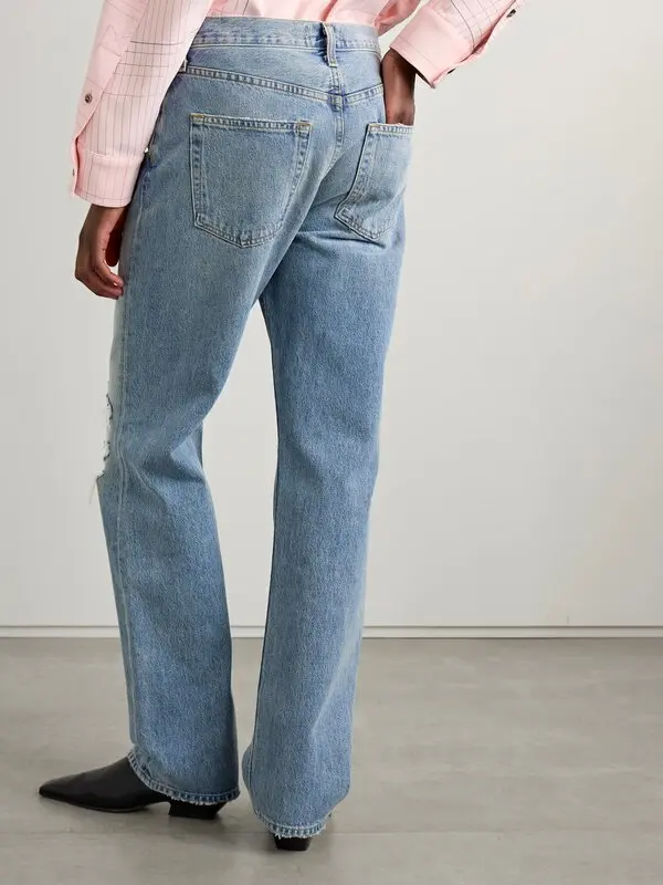 AGOLDE High Waist Straight Leg Jeans With Knee Slits - Gray