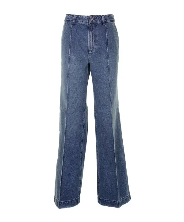 Michael Kors Pintucked Wide-leg Jeans - Blue