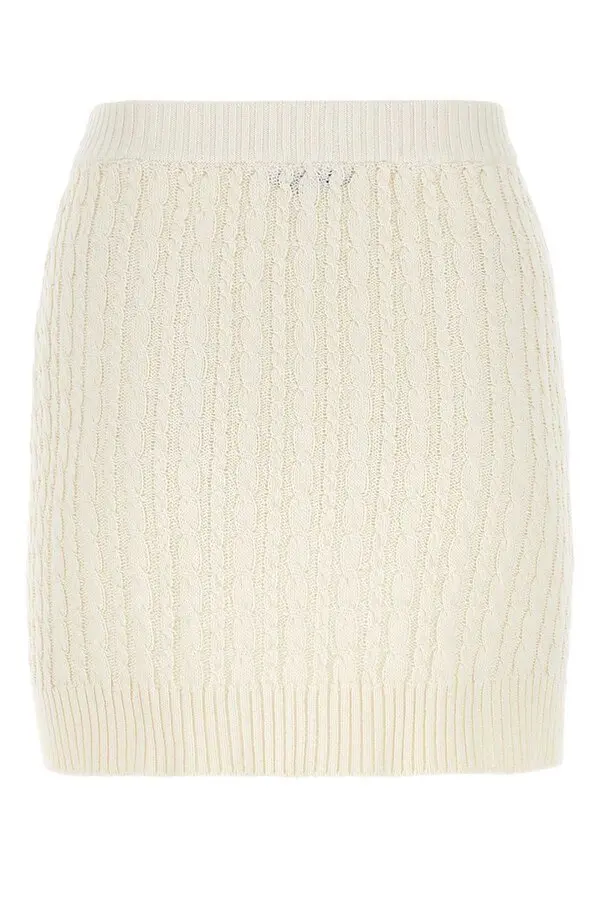 Prada Knitted Mini Skirt With Twisted Detailing - Ivory