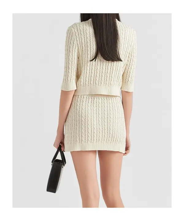 Prada Knitted Mini Skirt With Twisted Detailing - Ivory