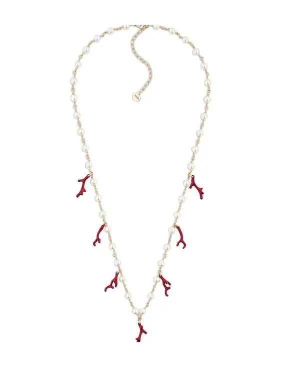 Dior Mer Des Merveilles Necklace With Pearls And Coral Pendants - White