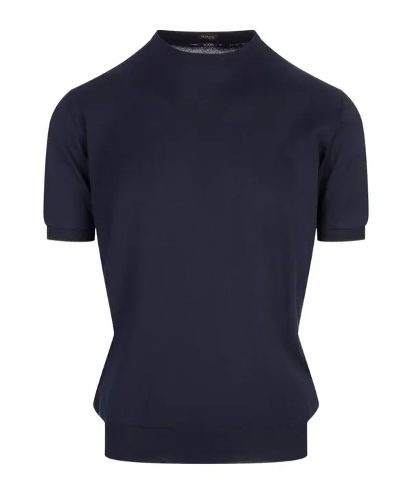 Kiton Short-sleeved Crewneck Knitted T-shirt - Black