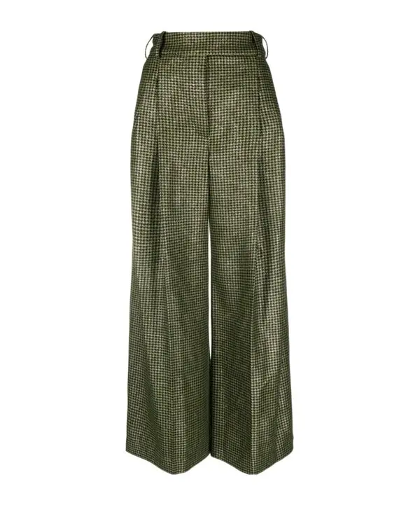 Alexandre Vauthier Houndstooth Pattern Wide-leg Pleated Pants