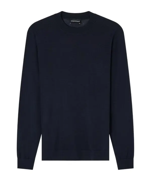 Emporio Armani Crew Neck Wool Sweater - Navy Blue