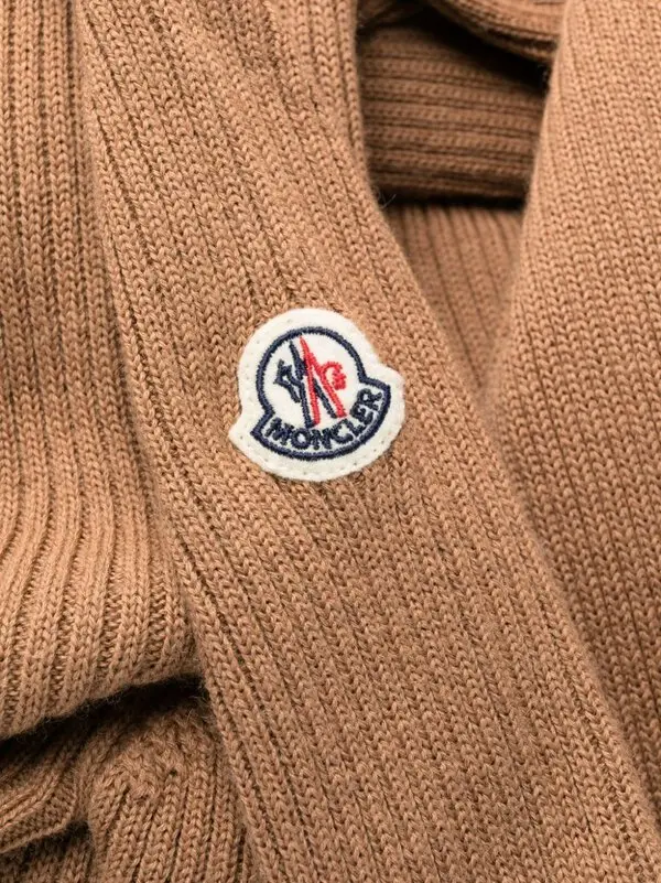 Moncler Ribbed Knit Midi Dress With Logo Patch