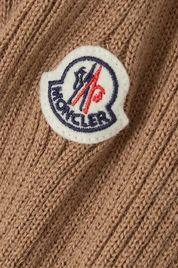Moncler Ribbed Knit Midi Dress With Logo Patch