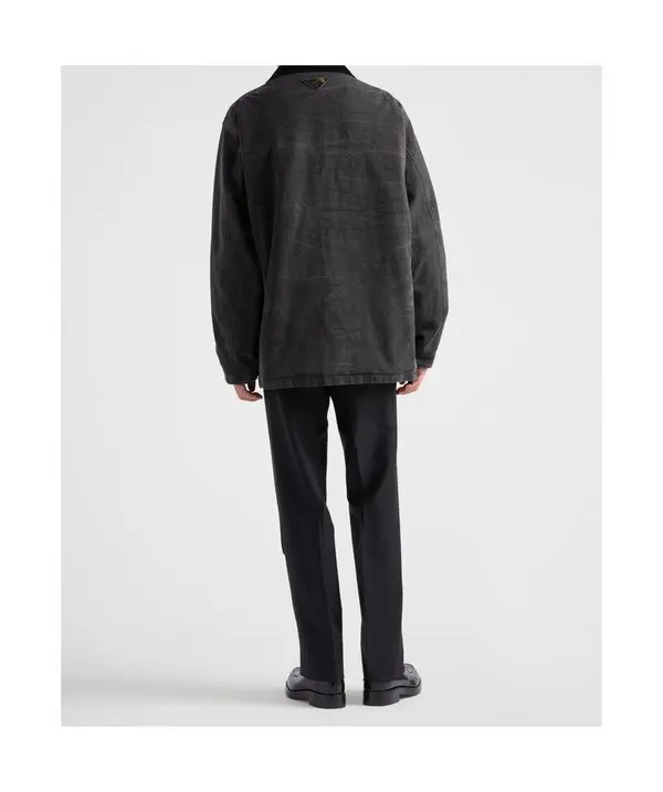 Prada Triangle-patch Pleated Trousers - Black