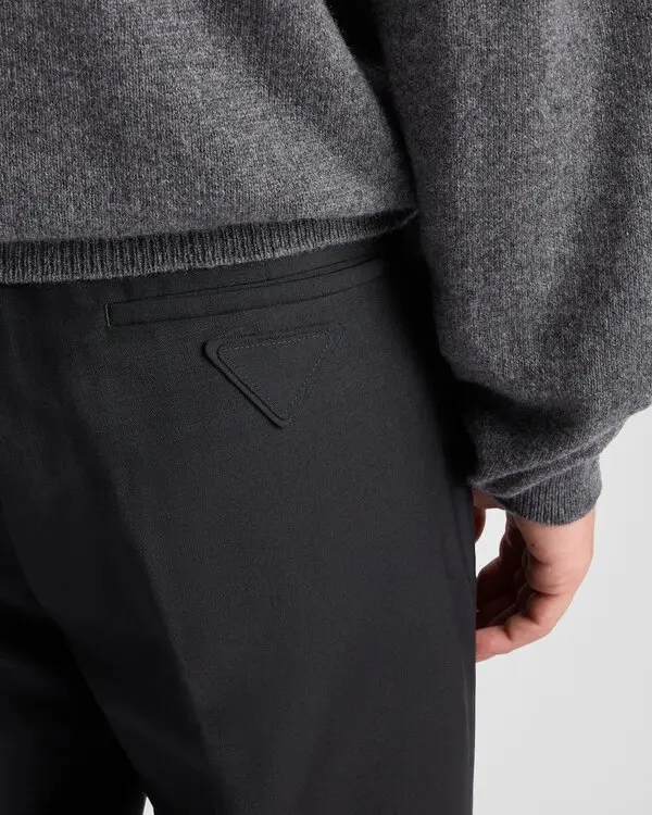 Prada Triangle-patch Pleated Trousers - Black