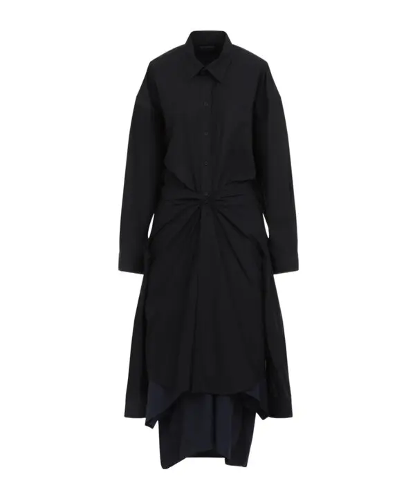 Balenciaga Long Sleeve Shirt With Pleated Details - Black