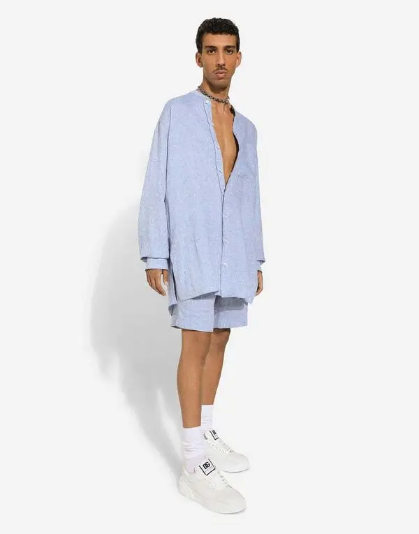 Dolce & Gabbana Dolce Gabbana Mandarin Collar Oversize Shirt - Blue