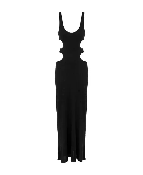 Chloé Crinkled-effect Cut-out Maxi Dress - Black