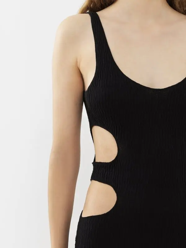 Chloé Crinkled-effect Cut-out Maxi Dress - Black