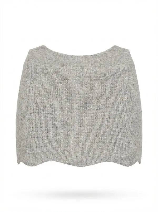 AYA MUSE Ribbed Knit Mini Skirt With Fan-shaped Hem