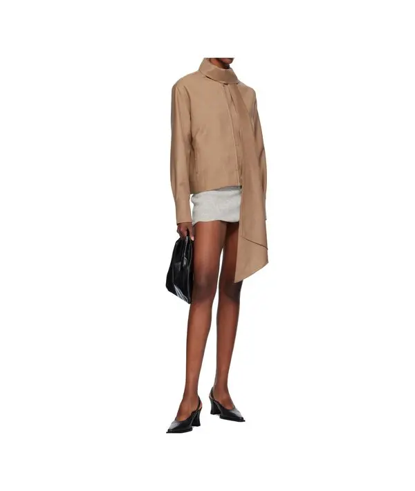 AYA MUSE Ribbed Knit Mini Skirt With Fan-shaped Hem