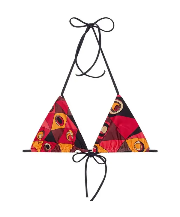 Emilio Pucci Occhi" Print Triangle Bikini Top - Orange And Black