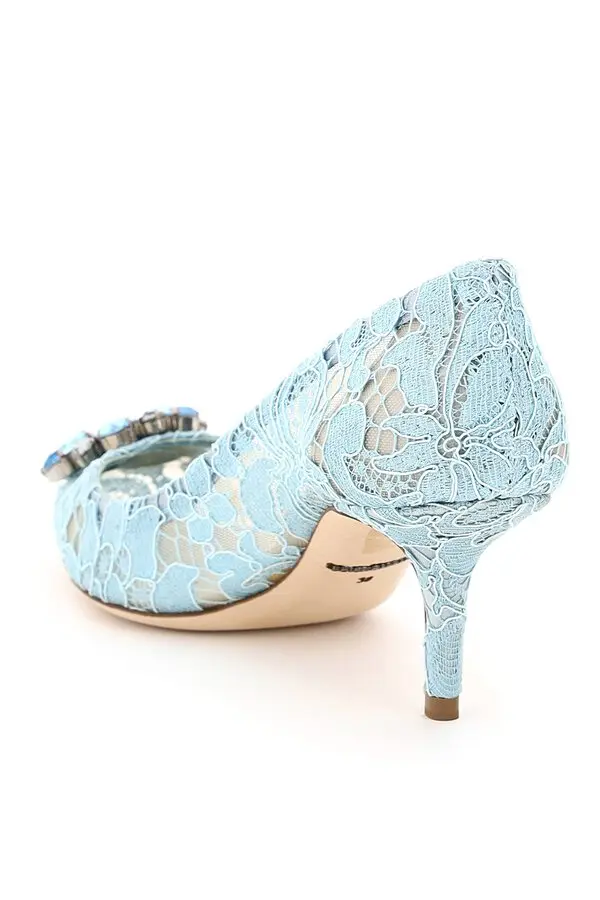 Dolce & Gabbana Embellished Lace Pumps - White